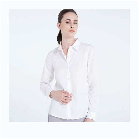 เสื้อเชิ้ตผู้หญิงแขนยาว สีขาว 55003 Tfb Workwear