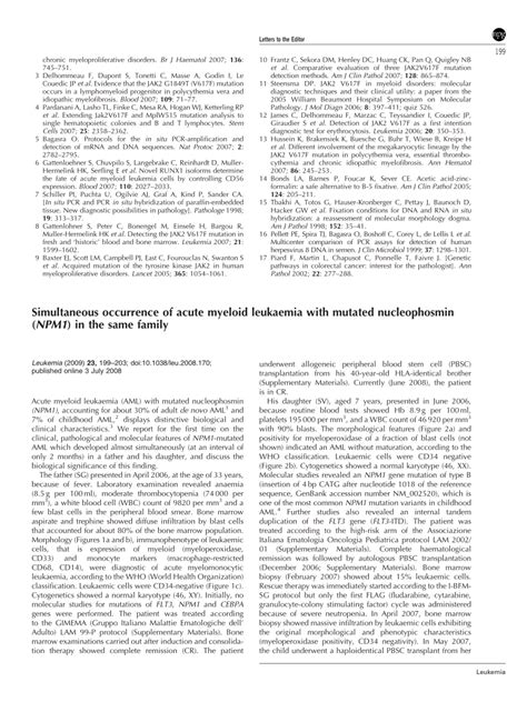 Pdf Simultaneous Occurrence Of Acute Myeloid Leukaemia With Mutated Nucleophosmin Npm1 In