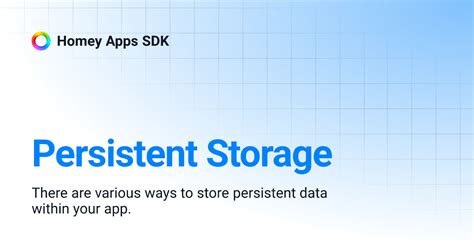 Persistent Storage Homey Apps Sdk