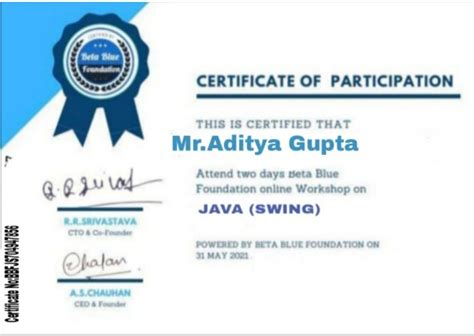 Aditya Gupta On Linkedin Certificate Javaprogramming Gui