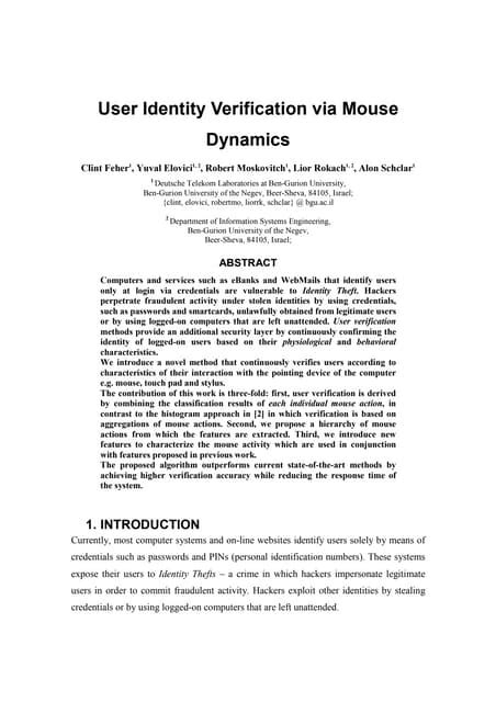 User Identity Verification Via Mouse Dynamics Pdf