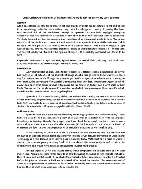 construction and validation of mathematical aptitude test for secondary