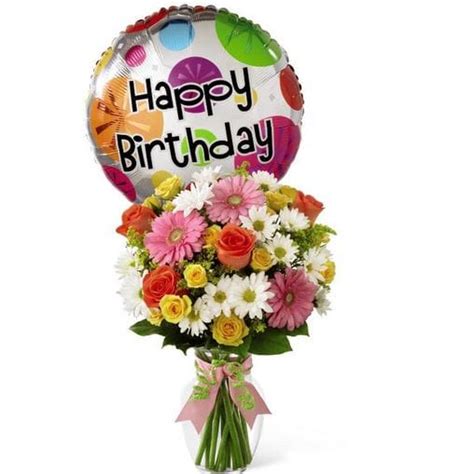 Florero Silvestre De Cumplea Os Con Globo Flores A Domicilio