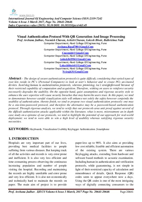 pdf visual authentication protocol with qr generation and image