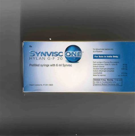 Synvisc One Injection Hylan G F 20 Latest Price Dealers And Retailers