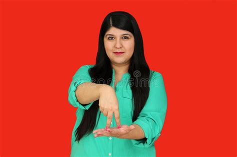 30 Year Old Woman Speaks Mexican Sign Language Used By Deaf People In Mexico Stock Image Image