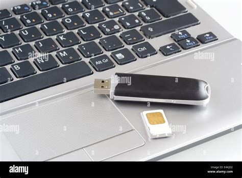 Notebook With Modem Usb Stock Photo Alamy