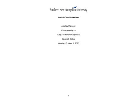 cyb 310 module two lab worksheet amatsu maloney 09 10 23 module two