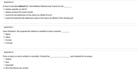 Solved A Macro Recorded Without The Use Relative Chegg