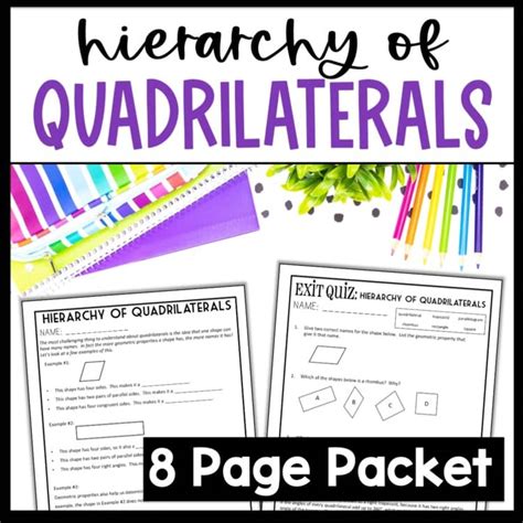 Identifying Attributes Of Classifying Quadrilateral Worksheet Hierarchy Sorting