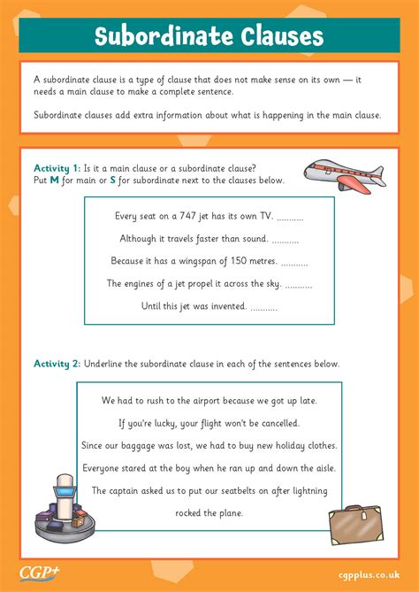 Using Subordinate Clauses And Conjunctions — Identify And Complete Worksheets Library