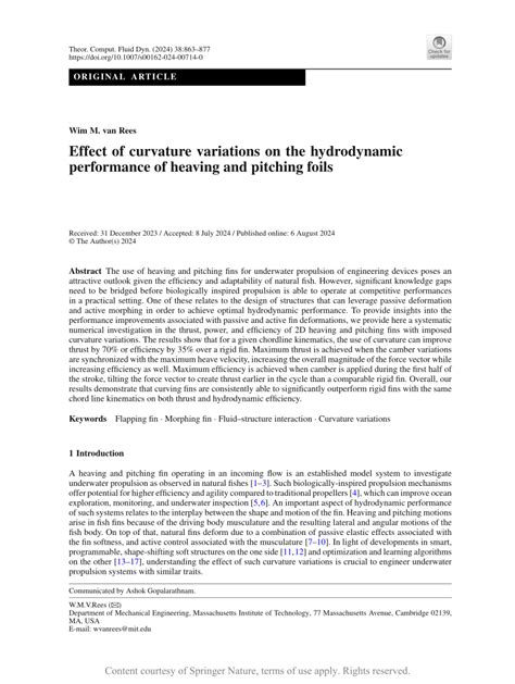 Pdf Effect Of Curvature Variations On The Hydrodynamic Performance Of Heaving And Pitching Foils