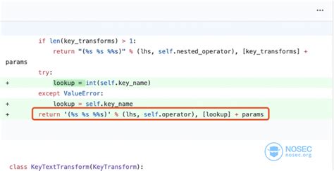 Django JSONField HStoreField SQL 注入漏洞CVE 的复现与分析 NOSEC安全讯息平台 白帽汇安全研究院