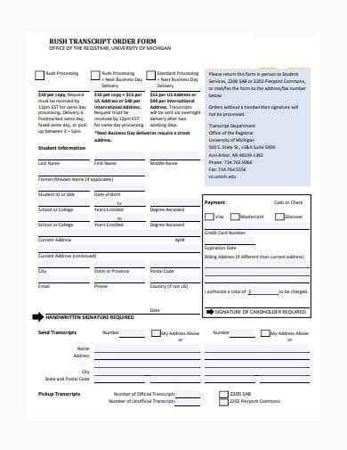 Free 10 Transcript Order Form Samples In Pdf Ms Word