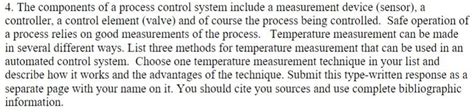 Solved 4 The Components Of A Process Control System Include Chegg Com