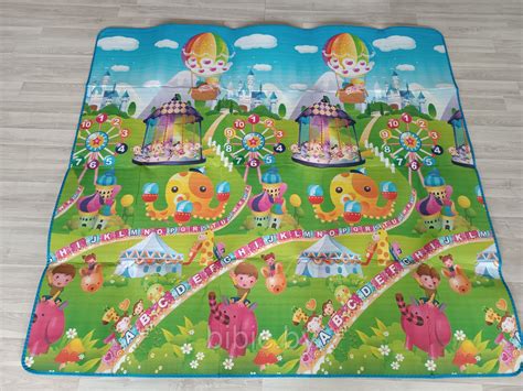 Детский развивающий двухсторонний игровой коврик 200 X 180 см в сумке термоковрик для детей