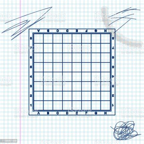 흰색 배경에 격리 체스 보드 라인 스케치 아이콘 고대 지적 보드 게임 벡터 일러스트레이션 개념에 대한 스톡 벡터 아트 및 기타 이미지 Istock