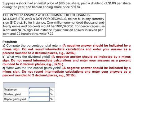 Solved Suppose A Stock Had An Initial Price Of 86 Per Chegg Com