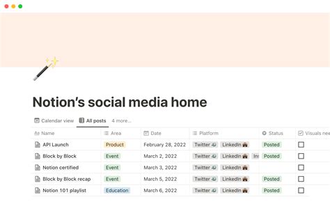 notion s social media home 2024 notion template