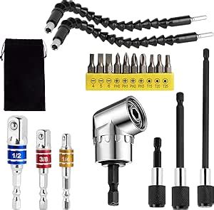 Katerk Flexible Drill Bit Extension Set Hex Shank Right Angle Drill