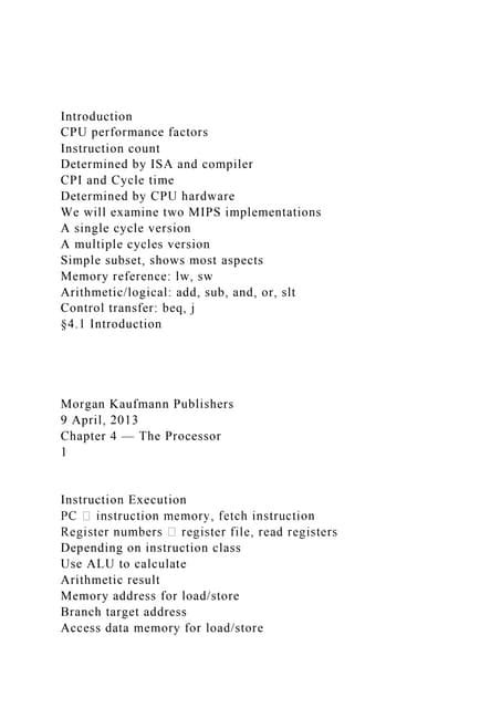 introductioncpu performance factorsinstruction countdeterm docx