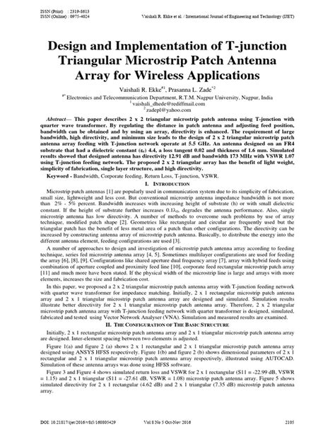 Design And Implementation Of T Junction Triangular Download Free Pdf Antenna Radio
