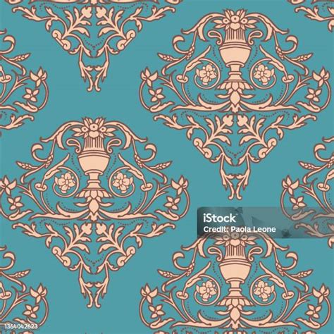 벡터 다마스 스크 원활한 패턴 로얄 바로크 매끄러운 질감 모던 양식에 대한 스톡 벡터 아트 및 기타 이미지 모던 양식 바로크 양식 패턴 Istock