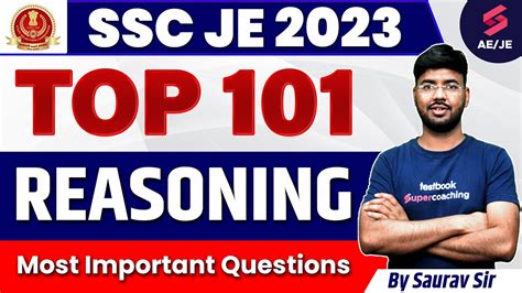 Ssc Je Reasoning Class 2023 101 Most Important Questions Ssc Je