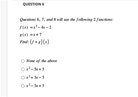 Solved Questions 67 And 8 Will Use The Following 2