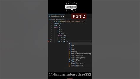 Strong Number Checker Program Part 2 Python Shorts Shortsfeed Viral Himanshubaretha1
