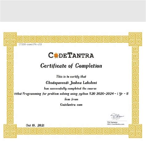 🎉 Successfully Completed The Course Titled Programming For Problem