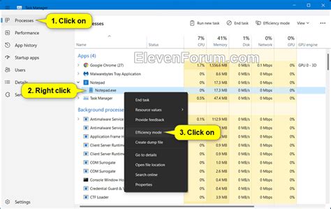 Turn On Or Off Efficiency Mode For App Or Process In Windows 11