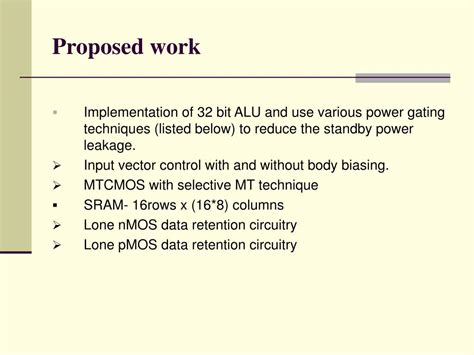 Ppt Various Power Gating Techniques To Reduce Power Dissipation In Various Macros Of