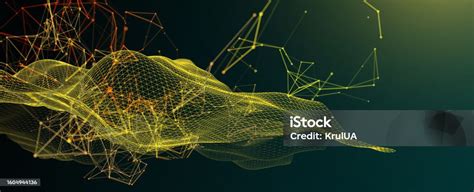 Polygonal Science Background With Connecting Dots And Lines Digital Data Visualization Stock