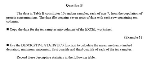Solved Question B The Data In Table B Constitutes 10 Random Chegg Com