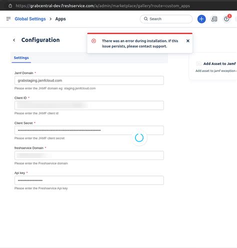 Unable To Install External Event Custom App In Freshservice App Platform Freshworks