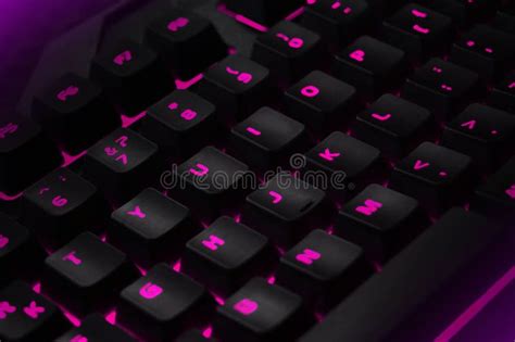 Backlit Gaming Keyboard Close Up Stock Image Image Of Device Black 210004615