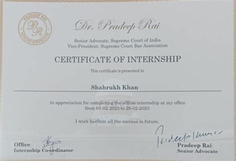 Internship Experience With Sr Adv Pradeep Rai