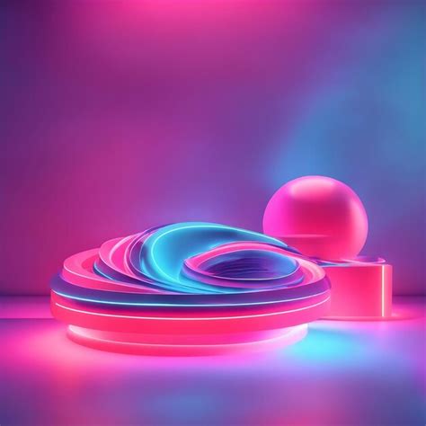 Premium Ai Image Ai 3d Render Abstract Minimal Neon Background Pink Blue