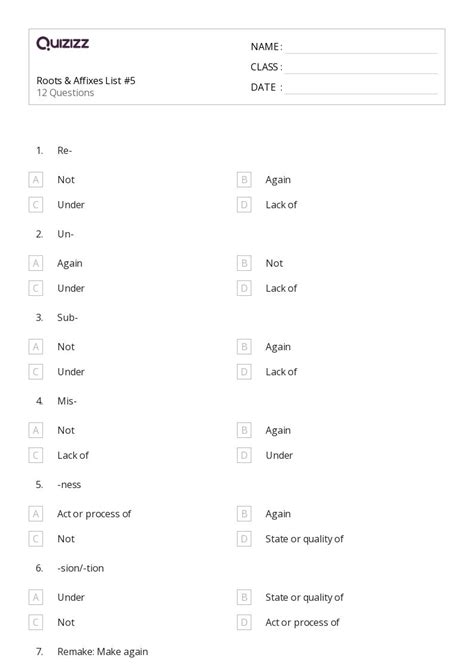 Roots Worksheets For Th Grade On Quizizz Free Printable