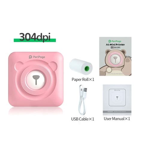 1pc Mini Wireless Hd Model 304dpi Portable Printer Photo Printer Peripage A6 Inkless Mobile