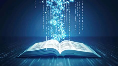 Open Book With Binary Code Streaming Premium Ai Generated Image