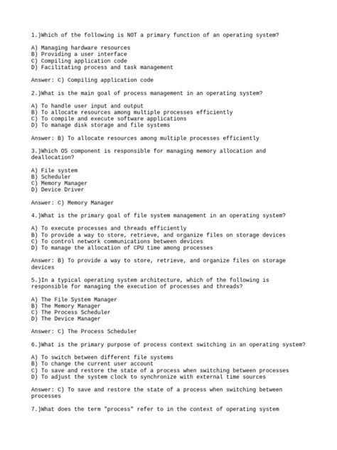 Mcqs Unit1 1 Pdf Process Computing Operating System
