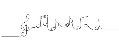 고음 클레프와 음표의 연속 선 그리기 미니멀리스트 로고와 단순한 선형 스타일의 사운드 및 음악 콘서트의 상징 편집 가능한