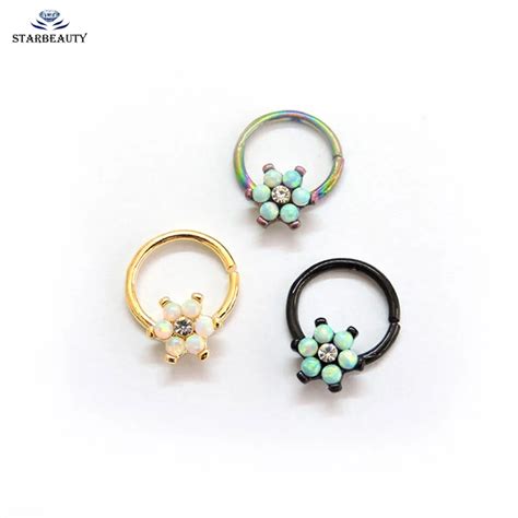 오팔 꽃 보석 헬릭스 피어싱 귀 연골 외과 강철 격막 리모콘 코 링 젖꼭지 립 Tragus Daith 편두통 피어싱