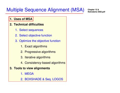 Multiple Sequence Alignment Lecture Slides Bit 150 Docsity