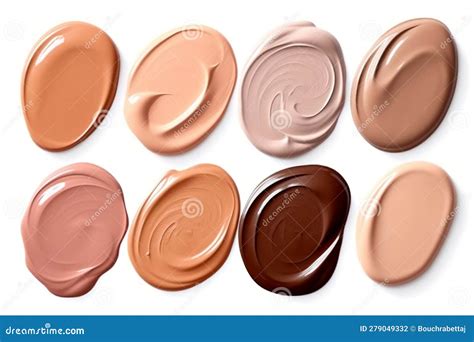 Variety Of Makeup Foundations Smudges With Different Skin Tones On