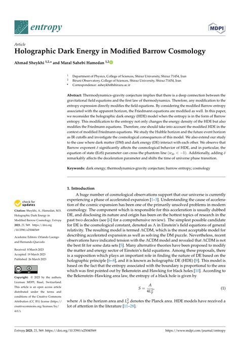Pdf Holographic Dark Energy In Modified Barrow Cosmology