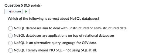 Solved Which Of The Following Is Correct About Nosql