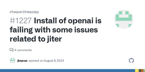Install Of Openai Is Failing With Some Issues Related To Jiter · Issue